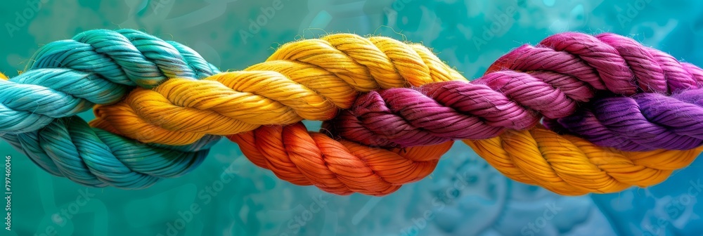 Team rope diverse strength connect partnership together teamwork unity ...