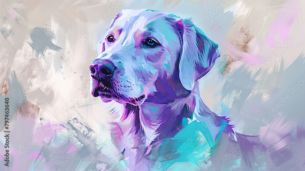 Artistic portrayal of a dog using modern layering techniques in vibrant ...