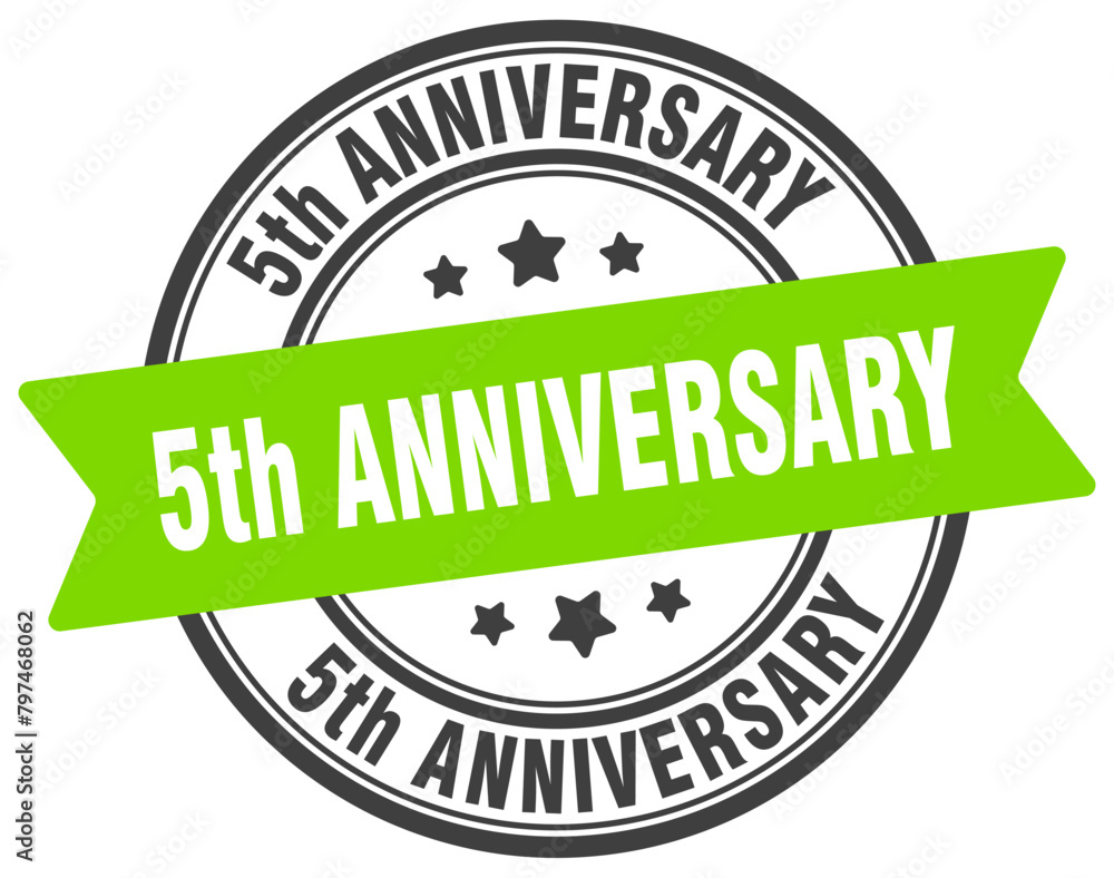5th anniversary stamp. 5th anniversary label on transparent background ...