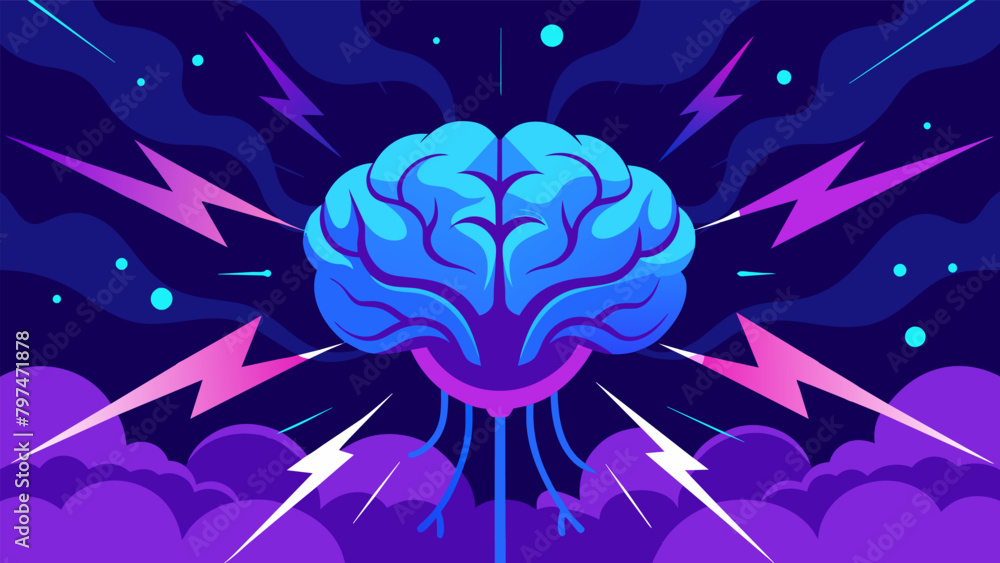 A storm of electric blue and purple hues visualizing the intense brain ...