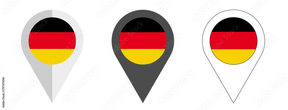 German flag map pin icons germany pinpoint set png tricolour location ...