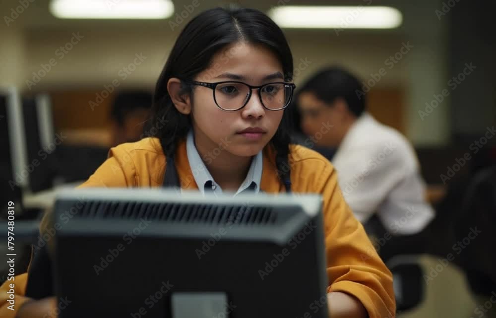 Vidéo Stock People working together in office, sad woman in work ...