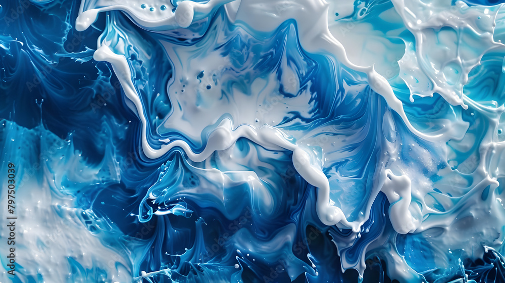 Abstract background of vivid blue and white color mixing with different ...