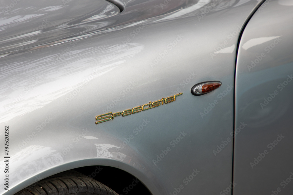 Porsche 356 speedster race fifties emblem logo brand and text sign of ...
