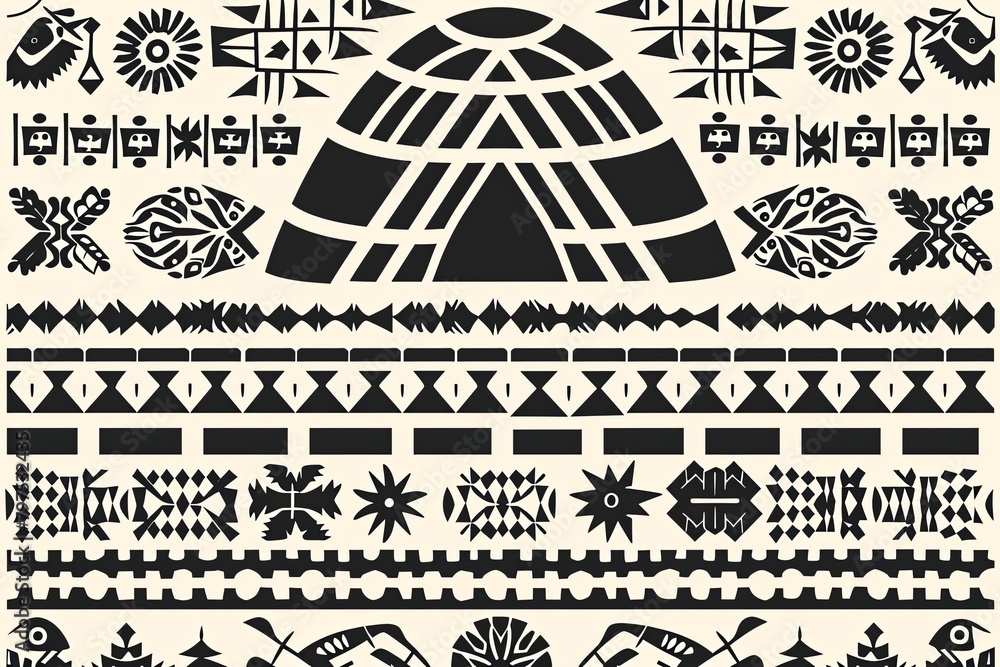 Inuit Tattoo Pattern: Black and White Native Igloo & Arctic Symbols ...