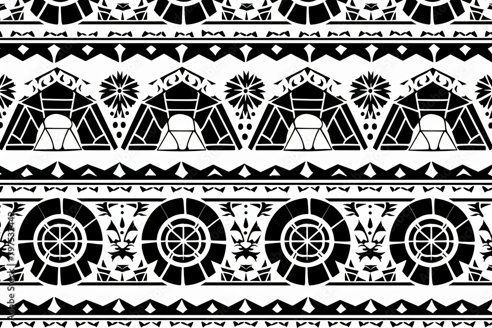 Inuit Tattoo Patterns: Black and White Native Art with Igloo Shapes and ...