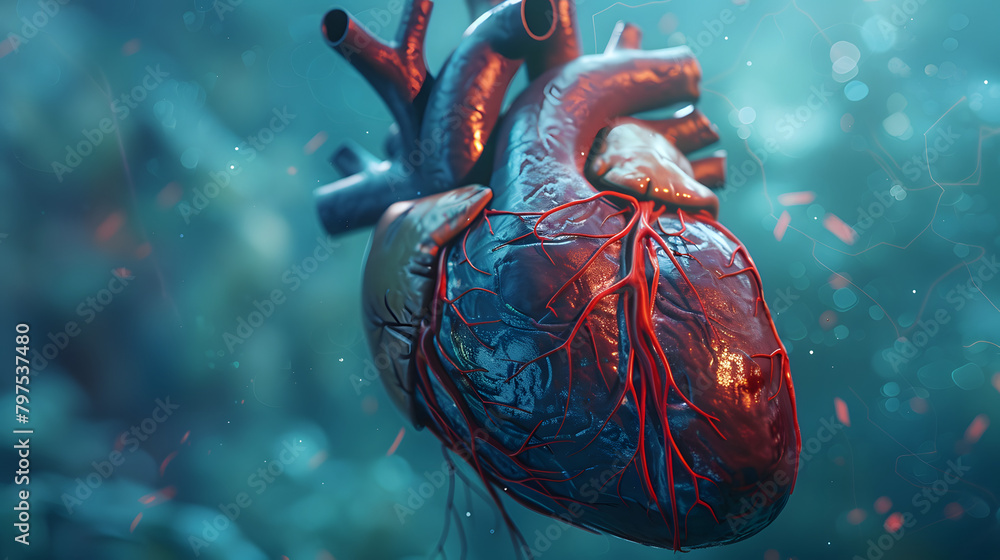 A visual representation of the human heart and some vessel in an ...