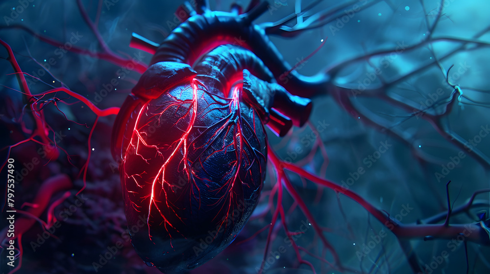 A visual representation of the human heart and some vessel in an ...
