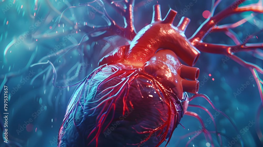 A visual representation of the human heart and some vessel in an ...