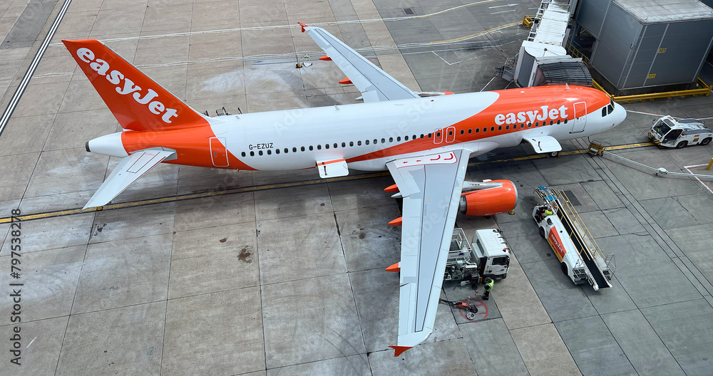 EasyJet Airbus A320 Aircraft Turnaround Airside Stock Photo | Adobe Stock