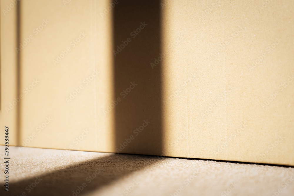 Blurry Window Shadow on Brown cardboard box on carpet floor,Background ...