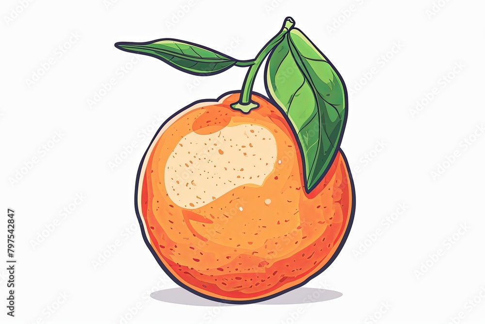 Vibrant Tangerine: Cartoon Illustration with Rich Orange Color and ...