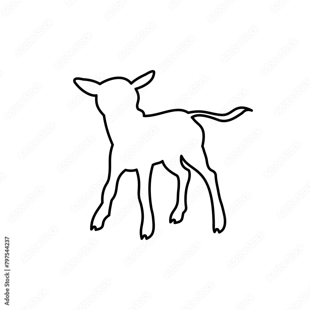 Calf silhouette, outline icon, vector. Farm calf, icon. Livestock ...