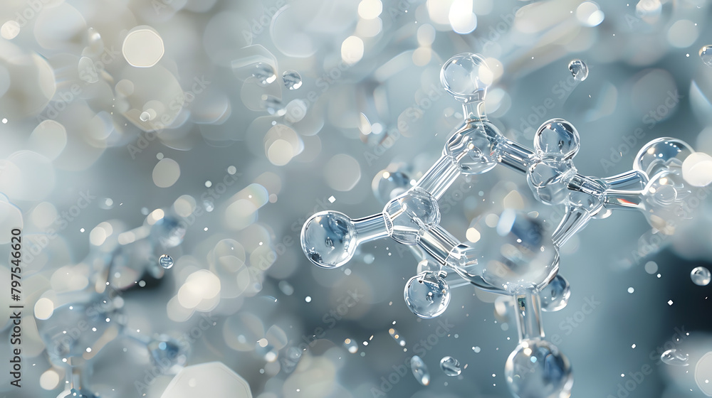 Abstract environment with a silver atomic structure representing ...