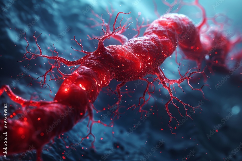 ภาพประกอบสต็อก the intricate network of human blood vessels, arteries ...
