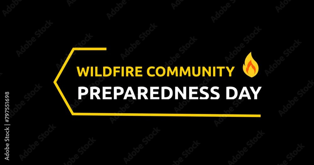 Wildfire Community Preparedness Day text animation with alpha channel ...