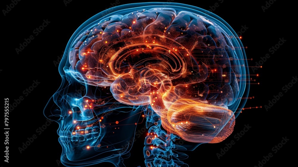 This is a real MRI scan of the head and brain. The brain showed ...
