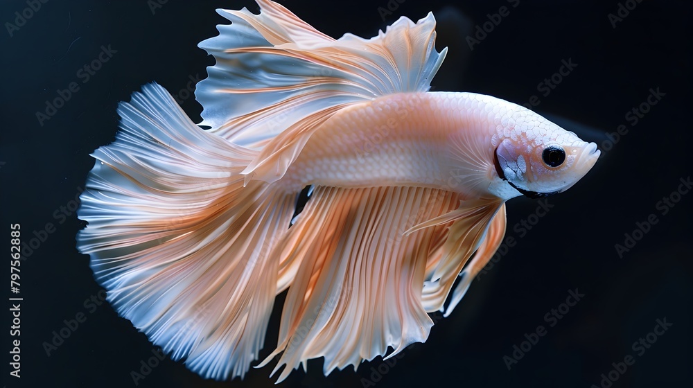 Betta's Graceful Mid-Swim: A Serene Dance of Finely Detailed Scales and ...