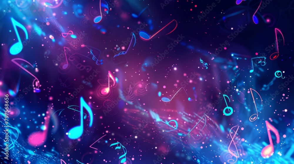 Colorful Music Notes on Vibrant Background - Cinematic Music Card ...