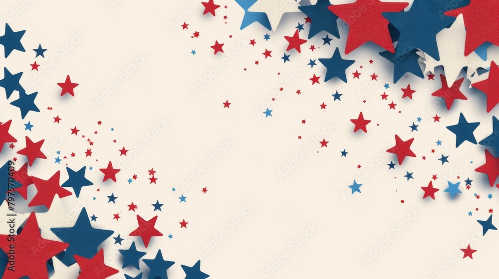 Red and Blue Stars on White Background - Patriotic Theme with Negative ...