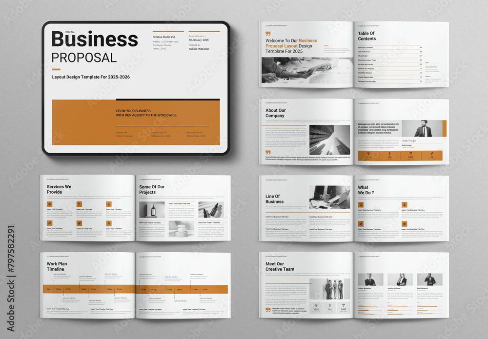 Digital Business Proposal Layout Design Template Landscape Stock ...