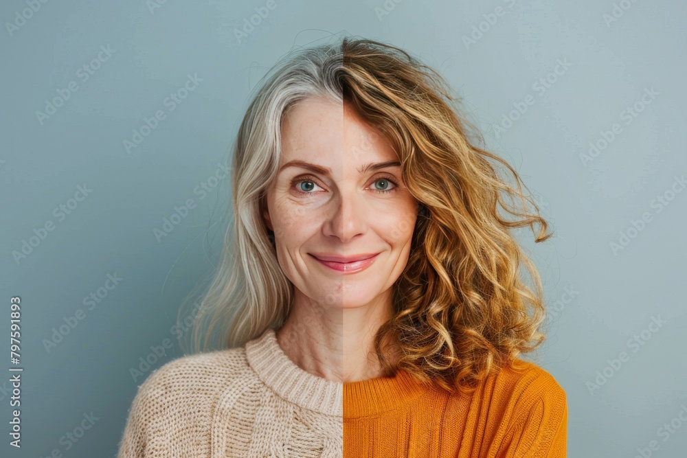 Aging skin revitalization contrasts expressive aging signs, integrating ...