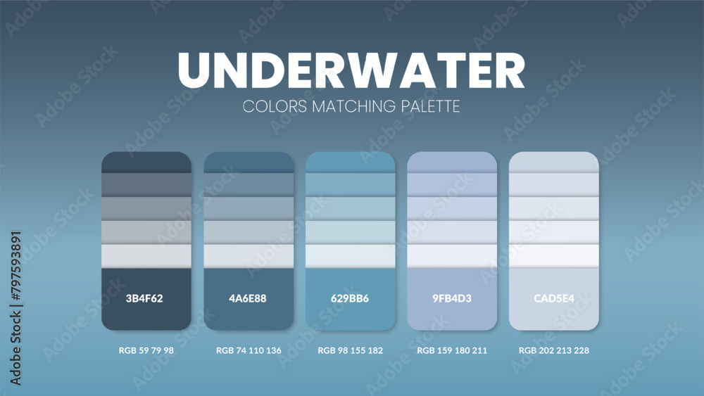 Color palette guide in Underwater colour theme collections. Color ...