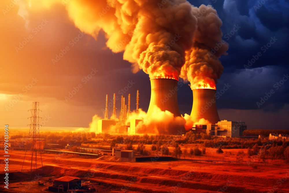 Explosion Nuclear power plant man-made disaster, environmental ...