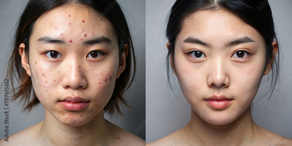 Acne Transformation: Before and After Stock Photo | Adobe Stock