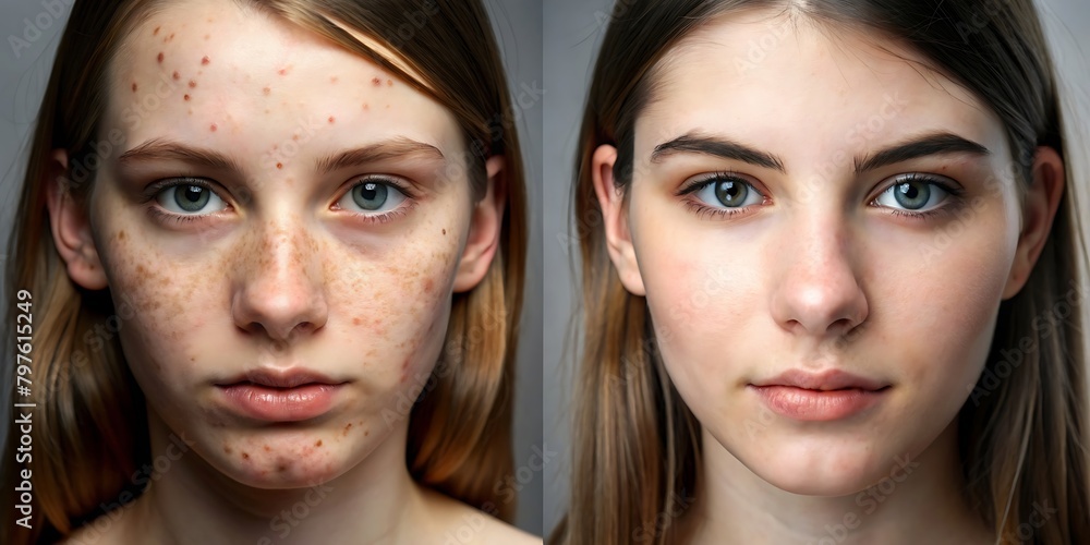 Acne Transformation: Before and After Stock Photo | Adobe Stock