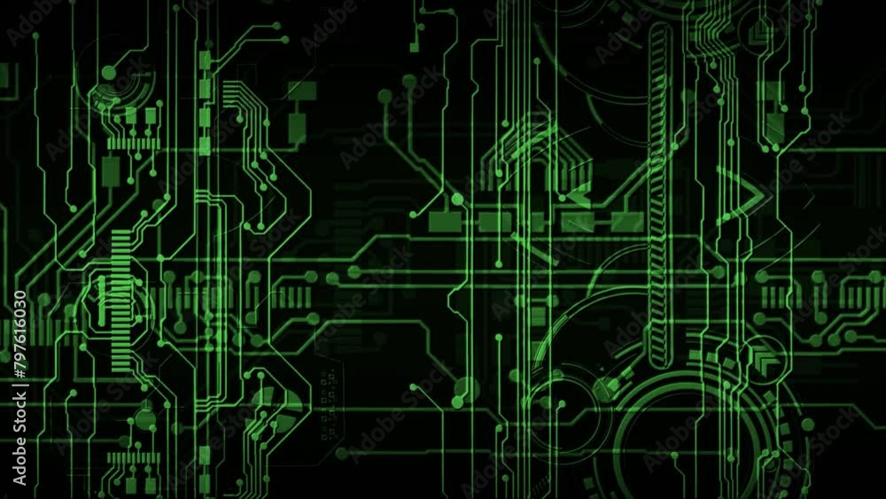 Computer Motherboard Circuit Layers - Close Passing Loop - Abstract ...