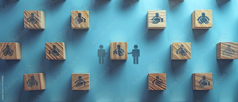 Topdown design of interlocking wooden blocks, each with a handshake ...