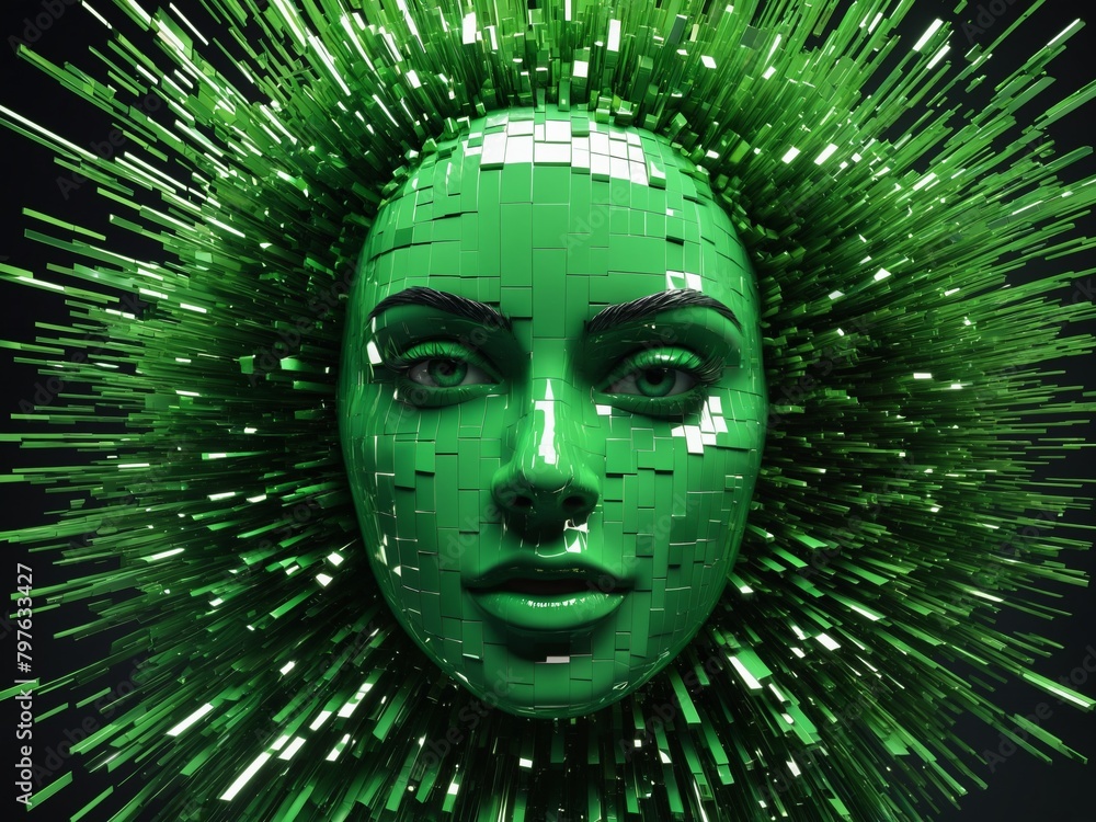 A digital glitch art masterpiece depicting the destructive and ...