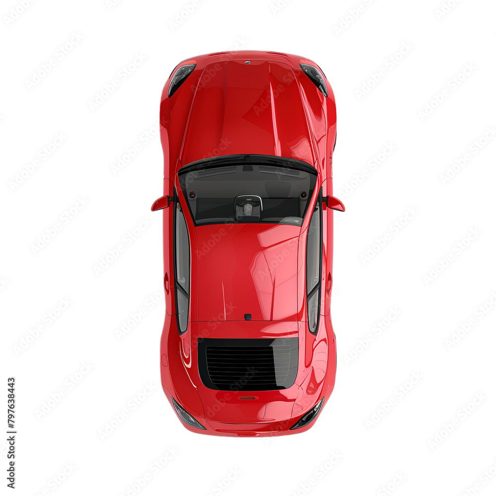 red car top view isolated on white transparent background PNG, sports ...