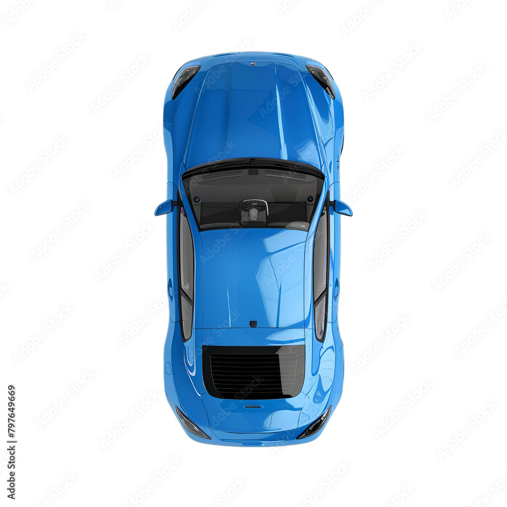 Blue sports car top view isolated on white transparent background PNG ...