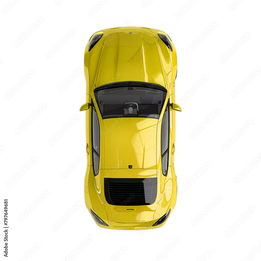 yellow sports car top view isolated on white transparent background PNG ...