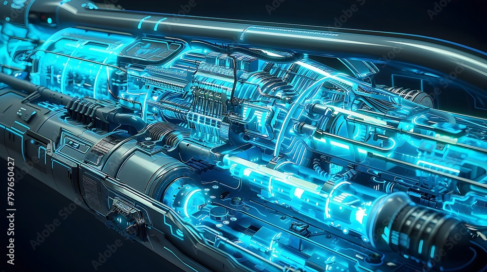 Futuristic Submarine s Advanced Propulsion System with Glowing Energy ...