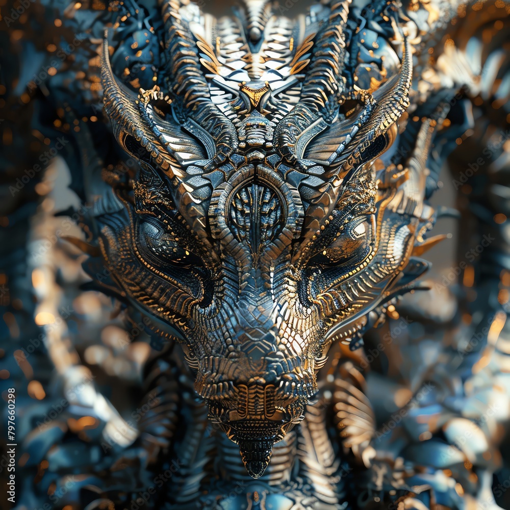 Create a stunning image of a frontal view encounter between futuristic ...