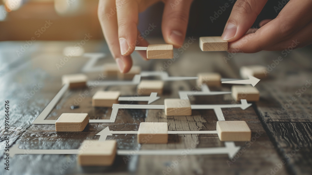 Business process management and automation concept with person moving ...