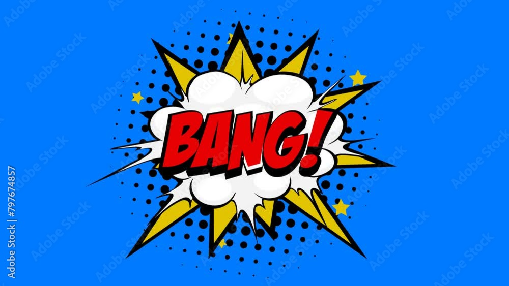Bang! Word in Red-colored Text in Cartoon Comic Bubbles with Explosive ...