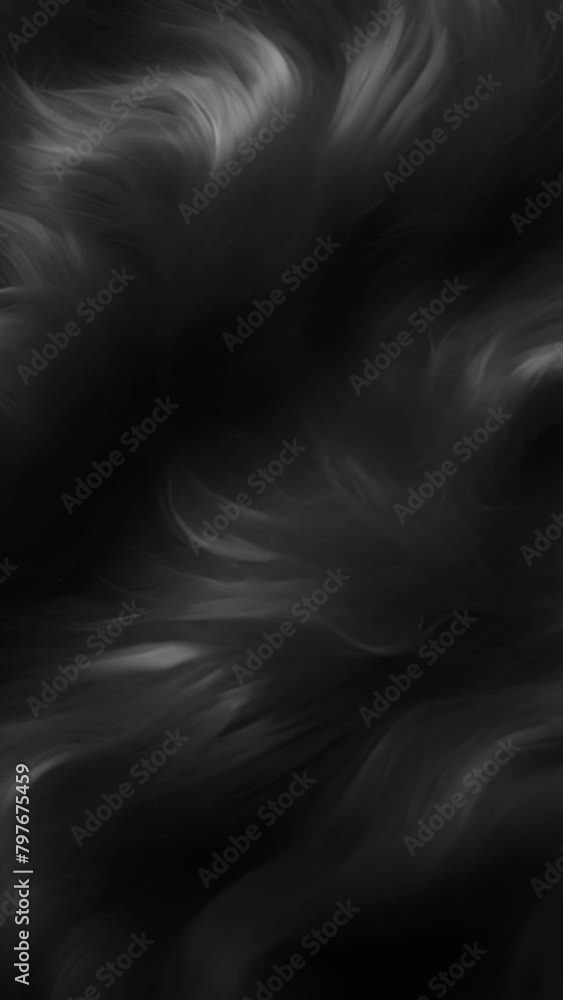 Vertical Black fur background texture moving 4k. Smooth soft black ...