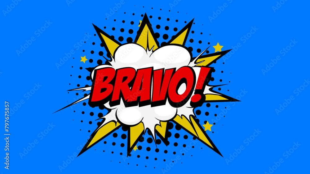 Bravo! Word in Red-colored Text in Cartoon Comic Bubbles with Explosive ...
