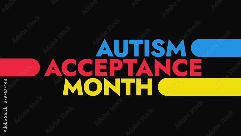 Autism Acceptance Month colorful motion graphics seamlessly loopable ...