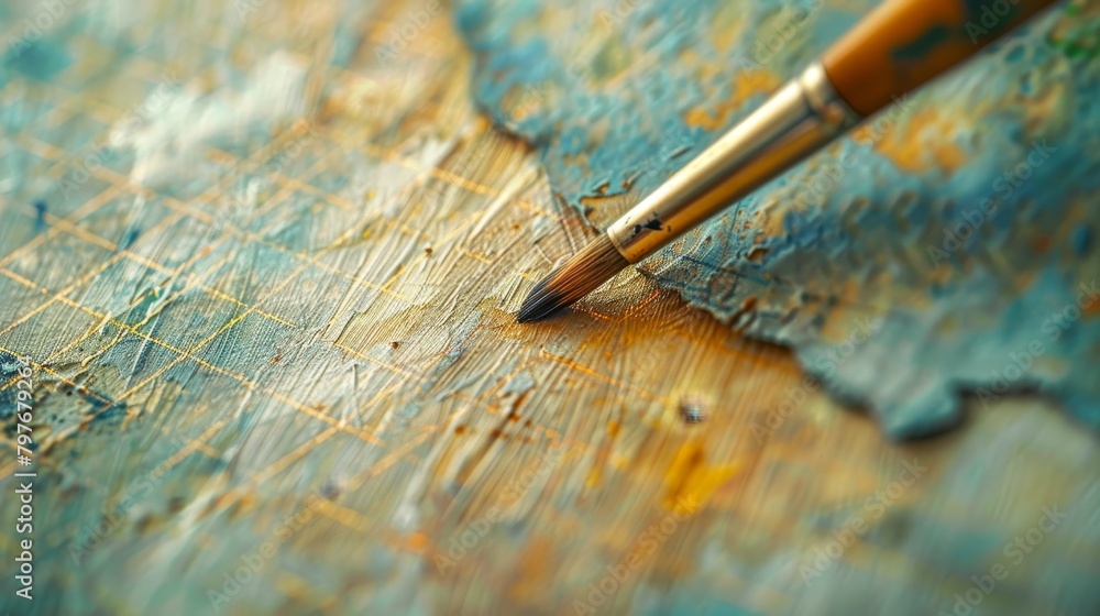 Grid Lines: An overhead shot of an artists canvas with faint grid lines ...