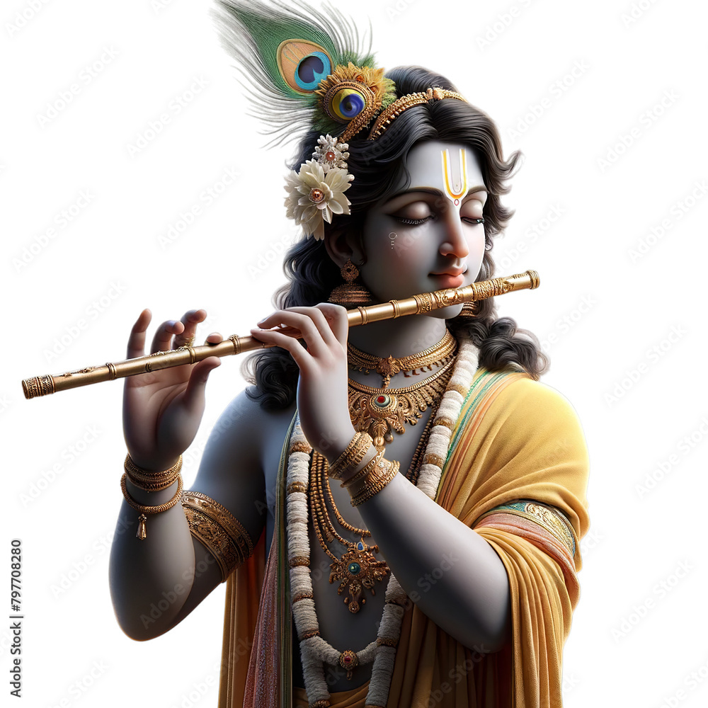 Shree Krishna, Janmashtami, realistic, shree krishna playing flute ...