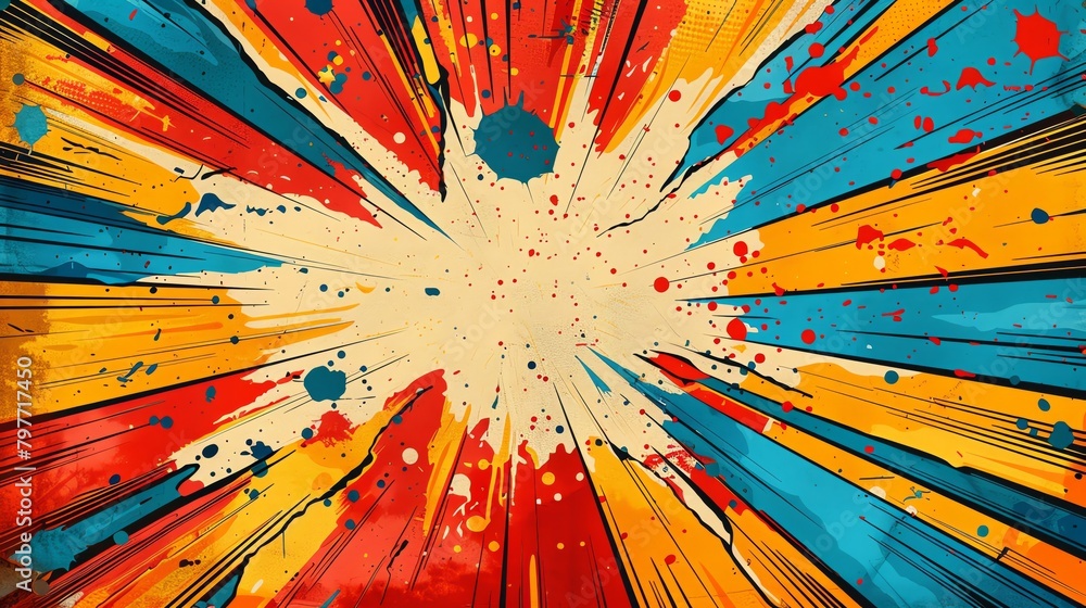 Retro comic book explosion background, dynamic and colorful, vector art ...