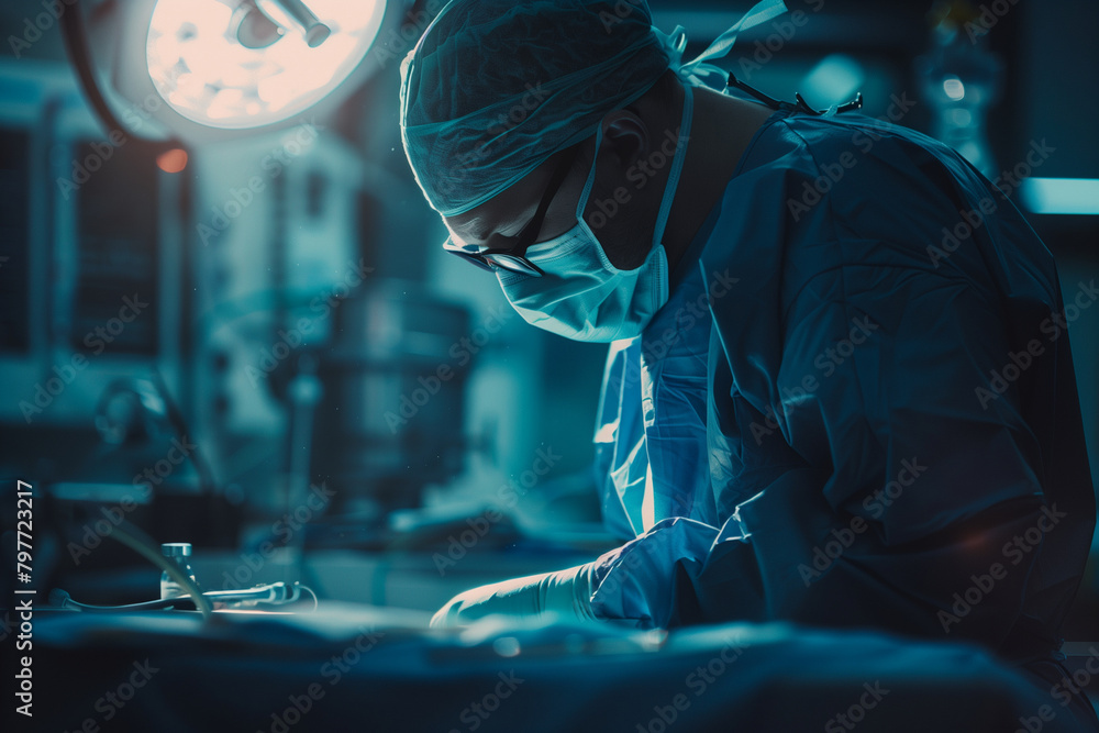 Powerful image of a surgeon focused during a delicate surgical ...