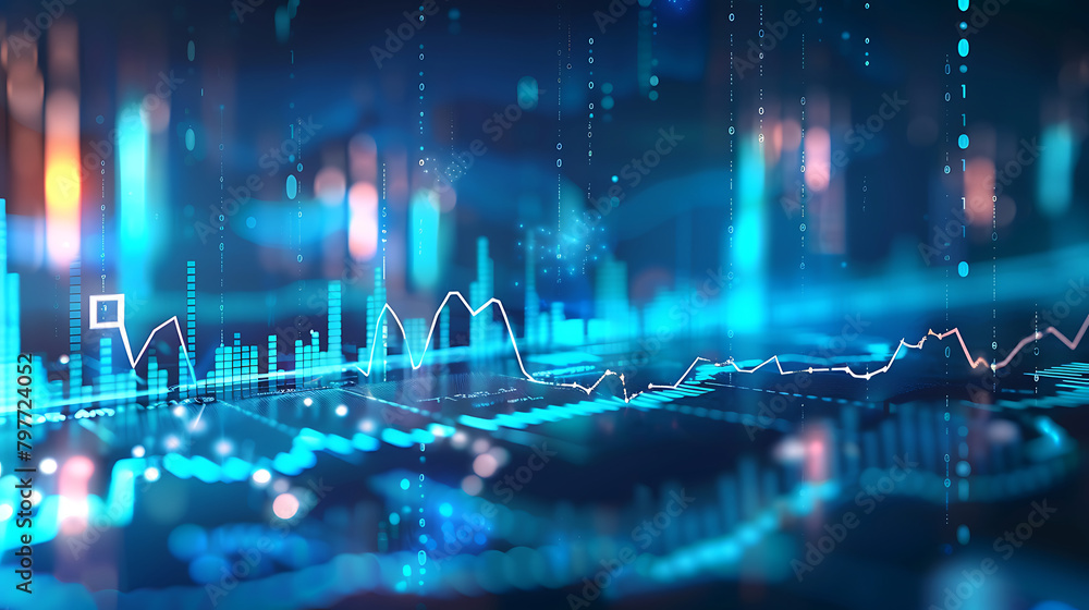 Abstract digital chart background, stock business graph, statistics and ...