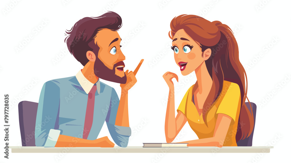 Cartoon man and woman office worker gossiping Stock Vector | Adobe Stock