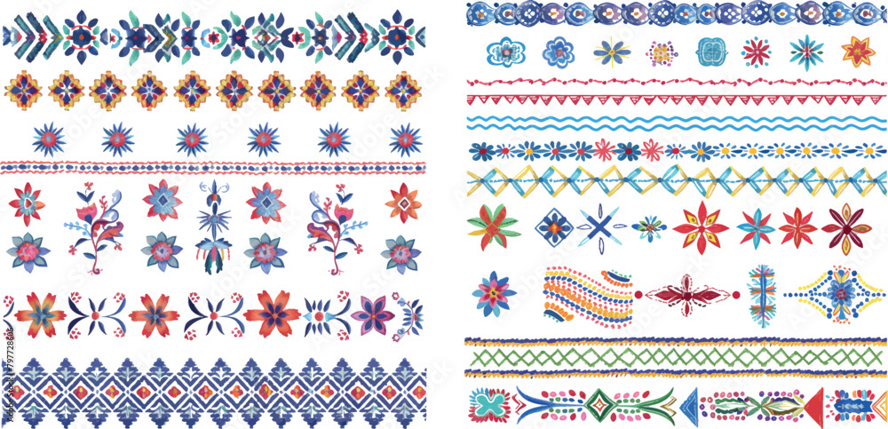 Embroidery stitch set. Cross and line stitches vector patterns ...